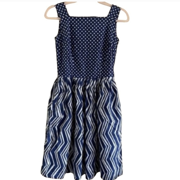 Modcloth | Dresses | Modcloth Bea Dot Dress Navy White Sleeveless ...